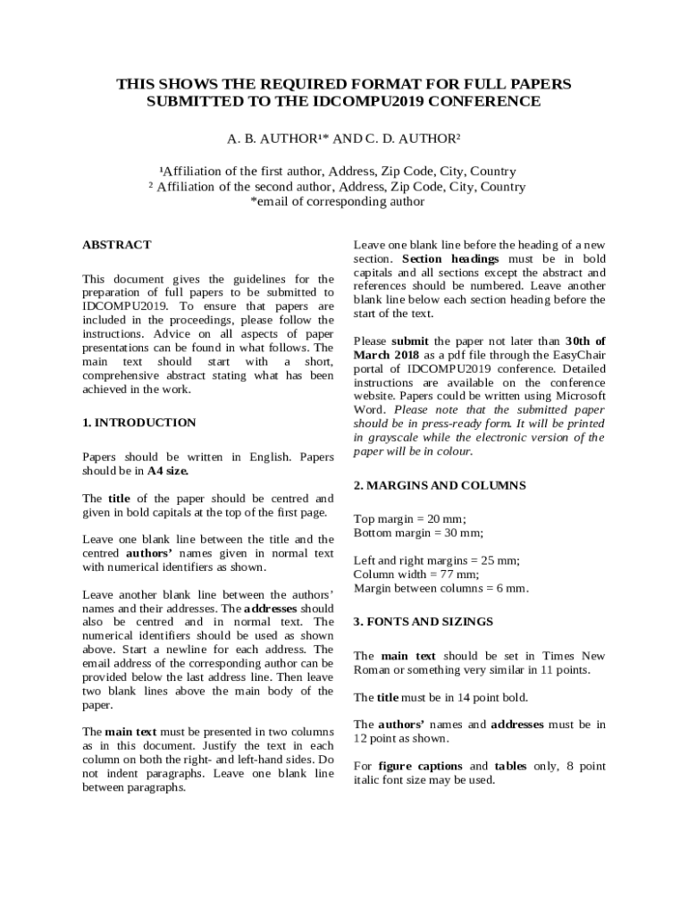 THIS SHOWS THE REQUIRED AT FOR PAPERS SUMITTED TO THE ... Doc Template ...