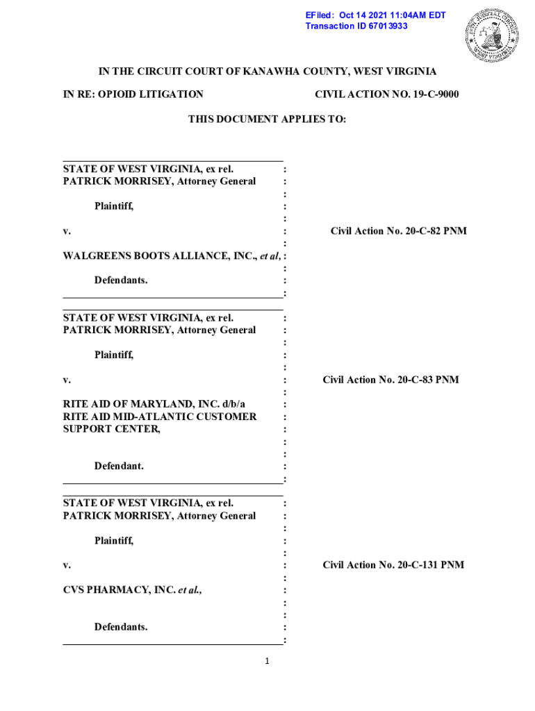 Fillable Online Order Amending E-filing CMO to add Master Case for ...