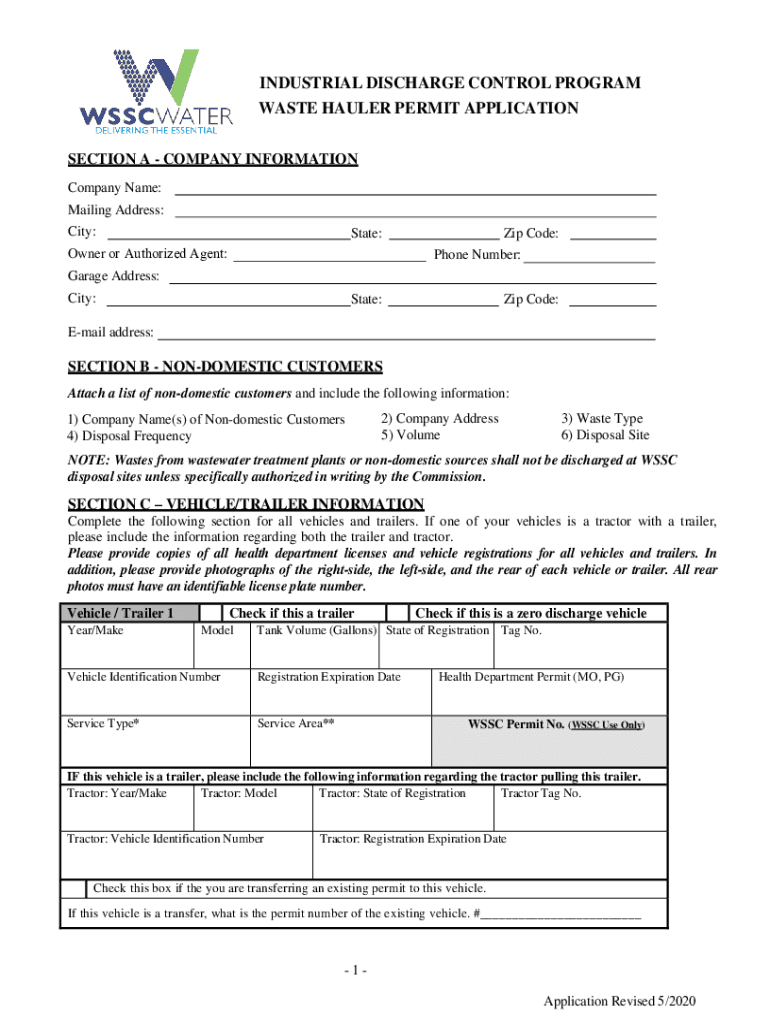 Fillable Online fourrivers.illinois.govwp-contentuploadsFRSA Wastewater Hauler Discharge Permit ...