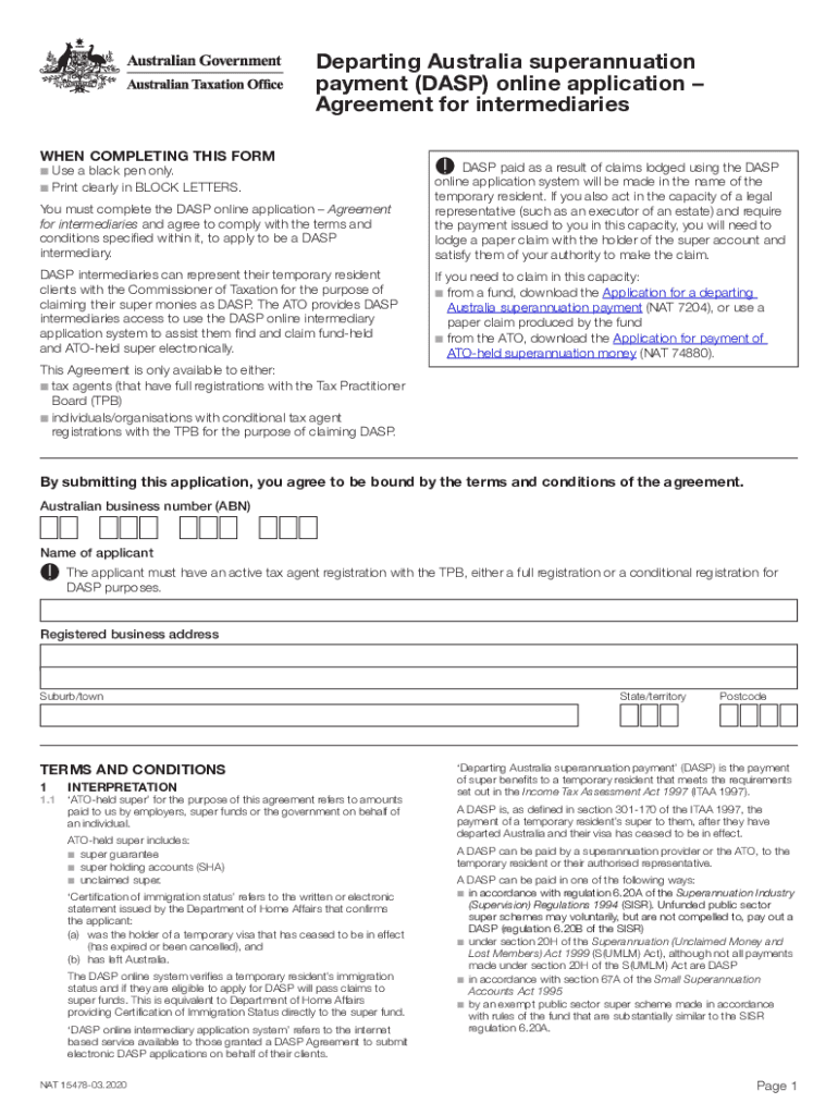 Fillable Online Departing Australia superannuation payment (DASP ...