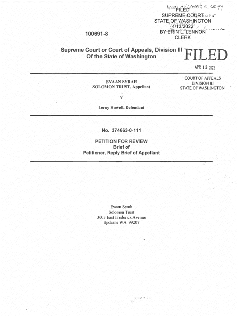 Fillable Online Supreme Court or Court of Appeals, Division III pJL. D ...