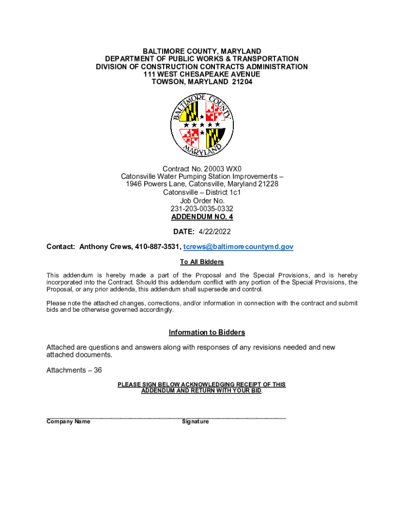 Fillable Online Contact Public Works - Baltimore CountyPublic Works Current Solicitations ...