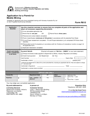 Fillable Online Application for a Mobile Mining Permit. Form Fax Email ...