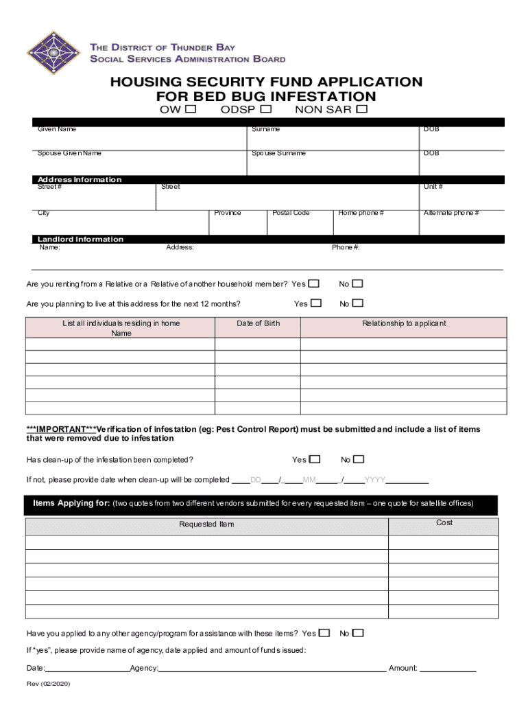 Fillable Online www.tbdssab.caHSF-Application-OW-ODSP-FRM-2HOUSING ...