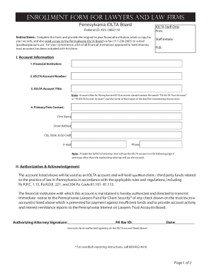 Fillable Online www.paiolta.org03IOLTA-Enrollment-Form6Enrollment Form ...