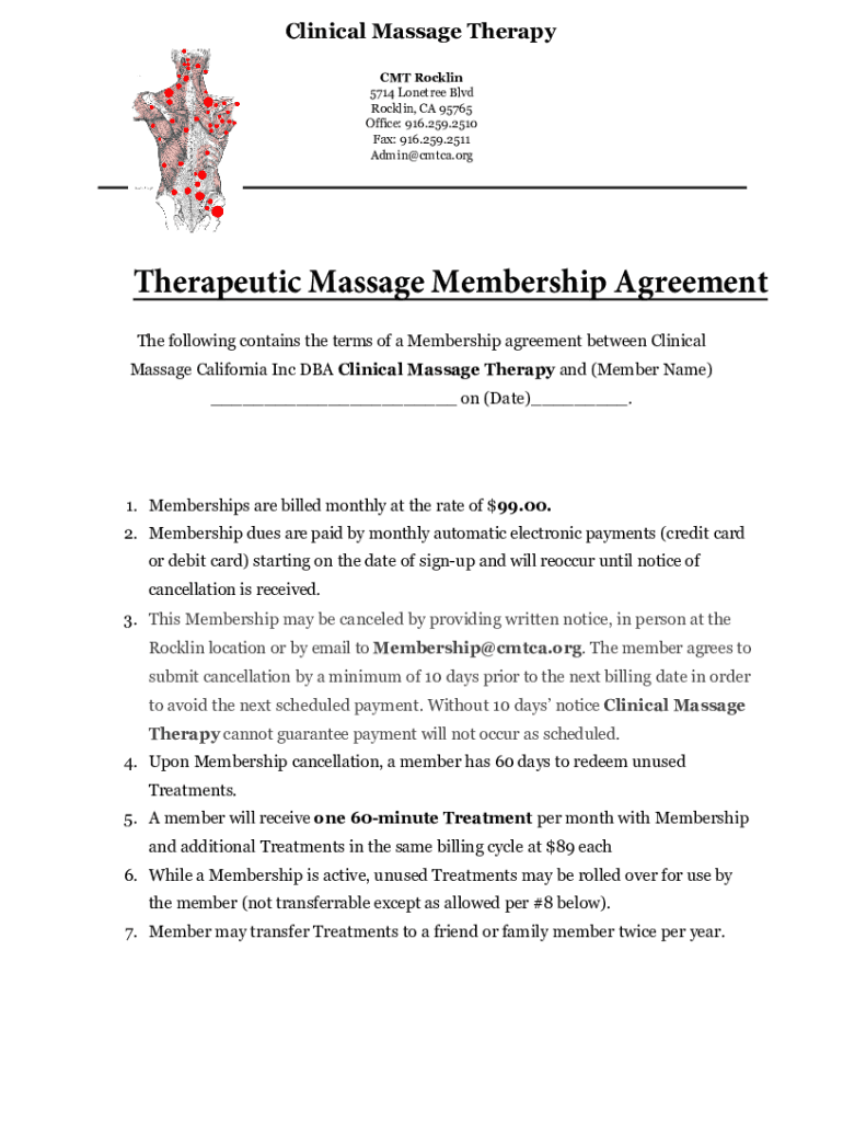Fillable Online Free Massage Therapist Contractor Agreement - PDF WordFree Massage Therapist ...