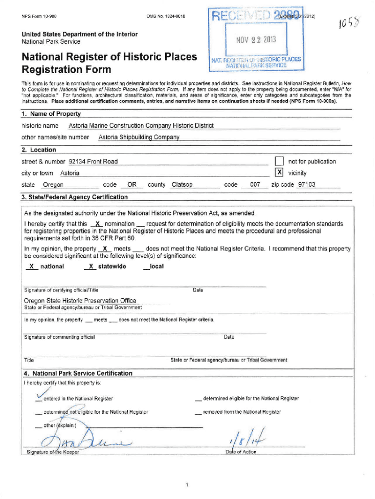 Fillable Online Astoria Marine Construction Company Historic District. Identifier (file name ...