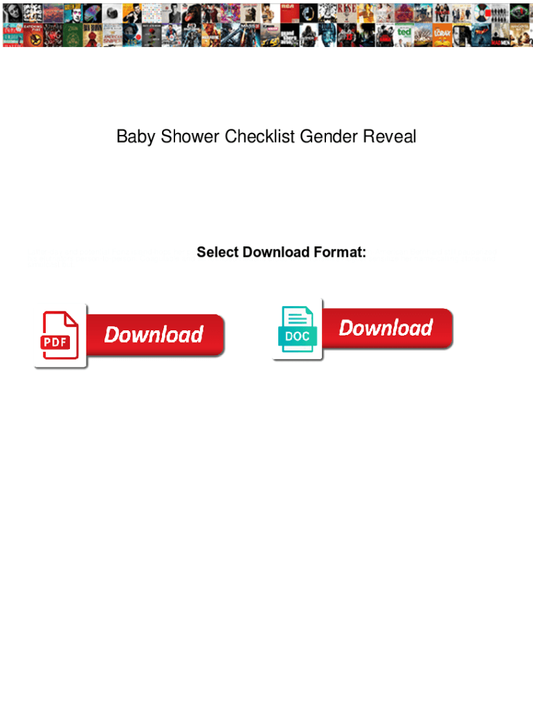 Fillable Online Baby Shower Checklist Gender Reveal. Baby Shower Checklist Gender Reveal ...
