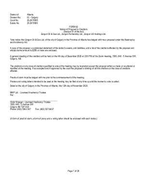 Fillable Online PDF Division No. Alberta 02 - Calgary FORM 31 / 36 Proof of Claim ... Fax Email ...