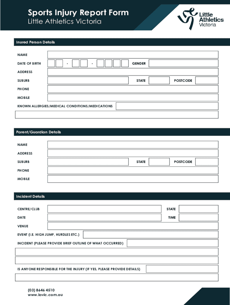 Fillable Online www.jotform.comsports-injury-report-formSports Injury ...