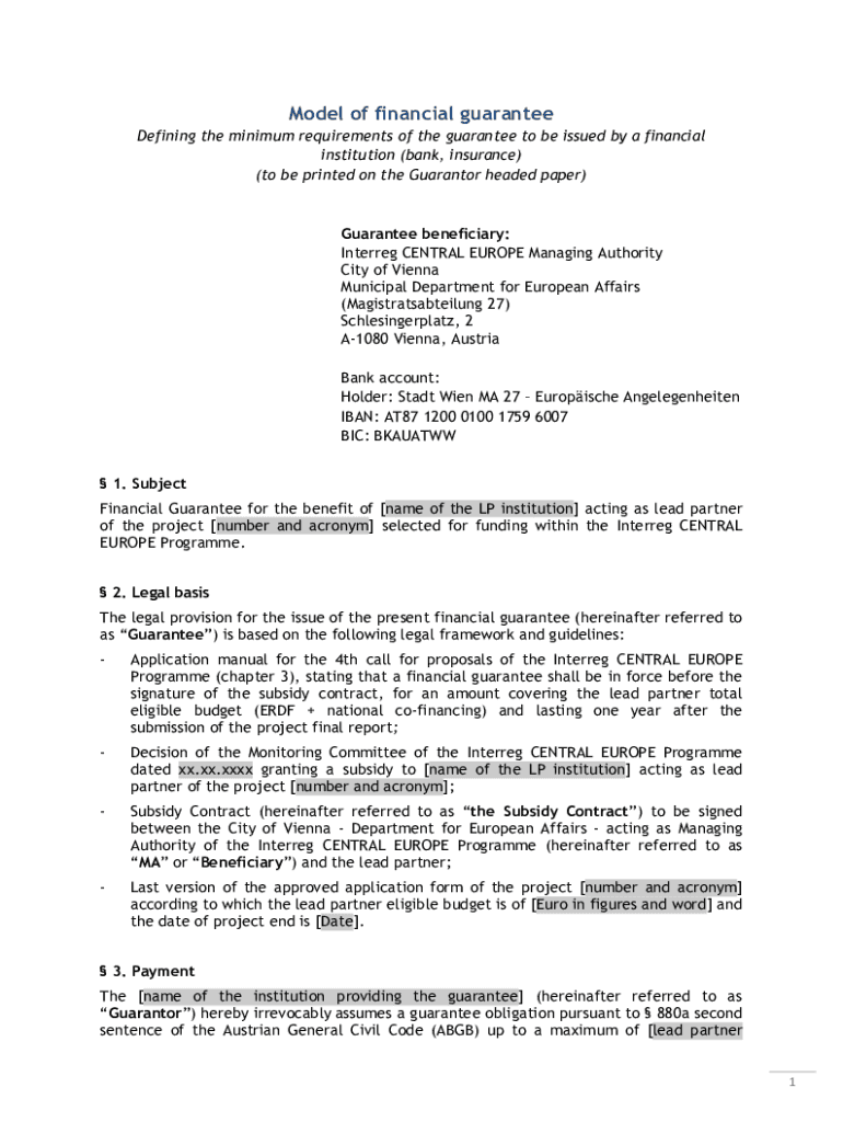 Fillable Online Financial Guarantee - Overview, Types ...