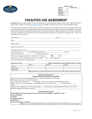 Fillable Online Facilities Use Agreement Fax Email Print - pdfFiller