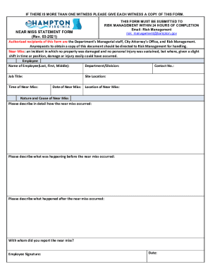 Fillable Online NEAR MISS STATEMENT FORM (Rev. 03-2021) Authorized ...