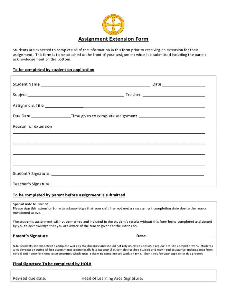 Fillable Online Assignment Extension Form Fax Email Print - pdfFiller