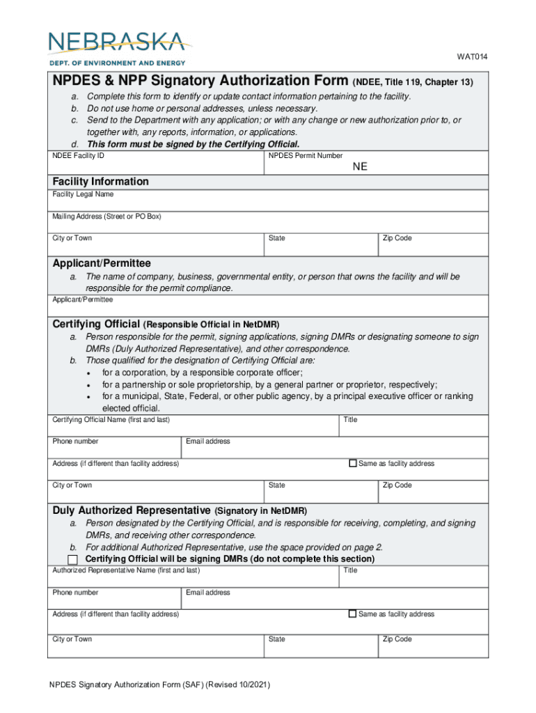 Fillable Online NPDES State Program Authorization InformationUS ...