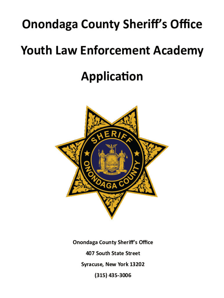 Fillable Online sheriff ongov sheriff.ongov.netyouth-law-enforcement-academyYouth Law ...