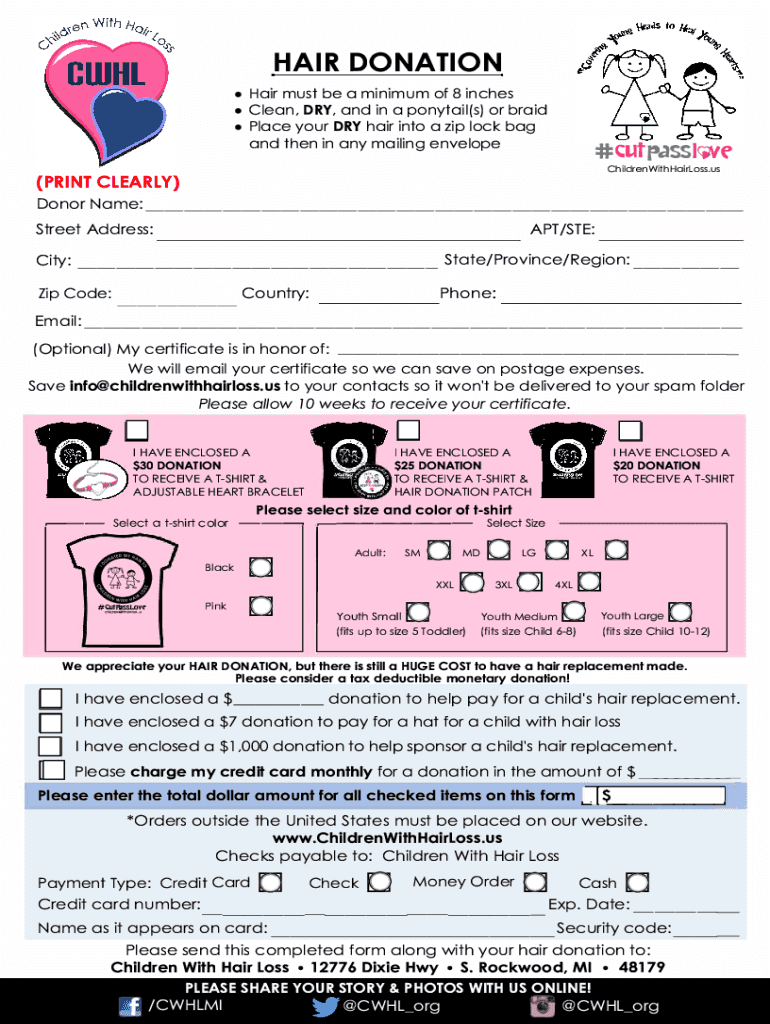 Fillable Online Get Children With Hair Loss Hair Donation - US Legal ...