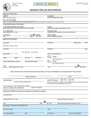 Fillable Online BCIA 8016FP - REQUEST FOR LIVE SCAN SERVICE - State of ...