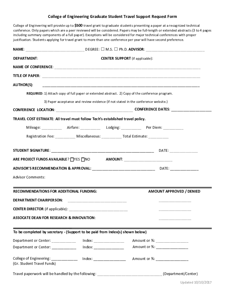 Fillable Online www.engr.uky.edufilesCOE-ME-Travel-FormCollege of Engineering Travel Request ...