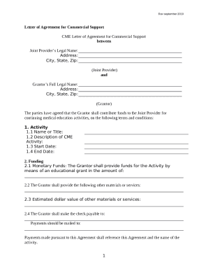 www.pdffiller.com425818758--CME-Letter-ofCME Letter of Agreement for ...