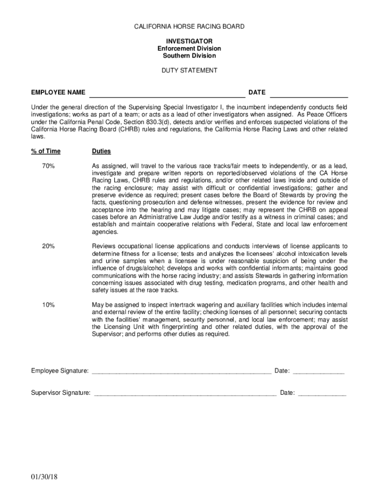 Fillable Online www.calcareers.ca.govCalHrPublicFileDownloadDUTY ...