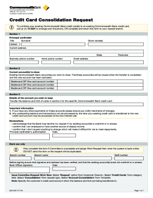 Fillable Online Credit Card Consolidation Request (Use only when ...