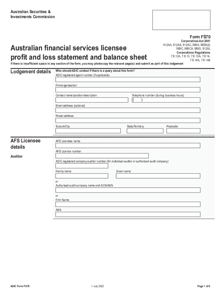 Fillable Online download.asic.gov.aumediah35prwbdForm FS70 Australian financial services ...