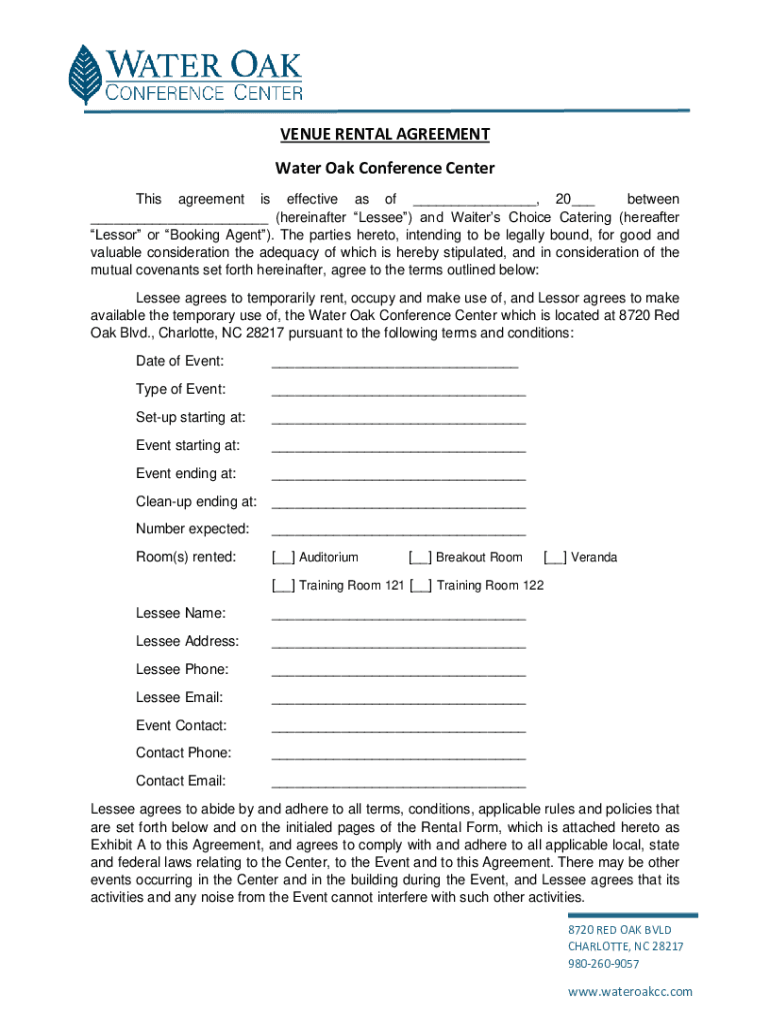Fillable Online Free Event-Facility Rental AgreementVenue Space - PDF9 ...