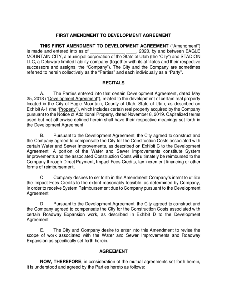 Fillable Online 1st Amendment to Development Agreement signed by GEC Tribe and Con ... Fax Email ...