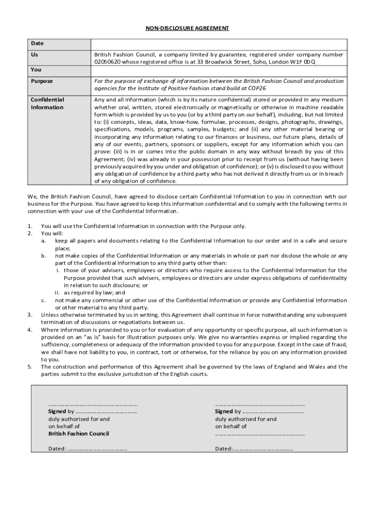 Fillable Online NDA (Short form) Fax Email Print - pdfFiller