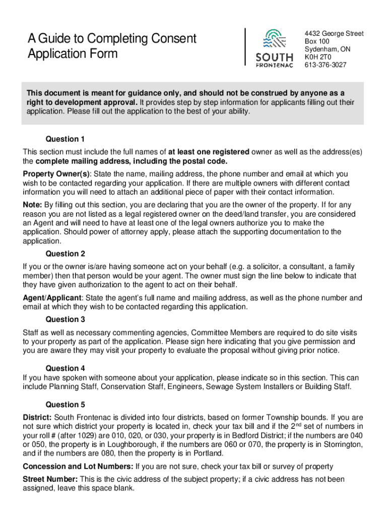 Fillable Online A Guide to Completing the Consent Application Form Fax ...