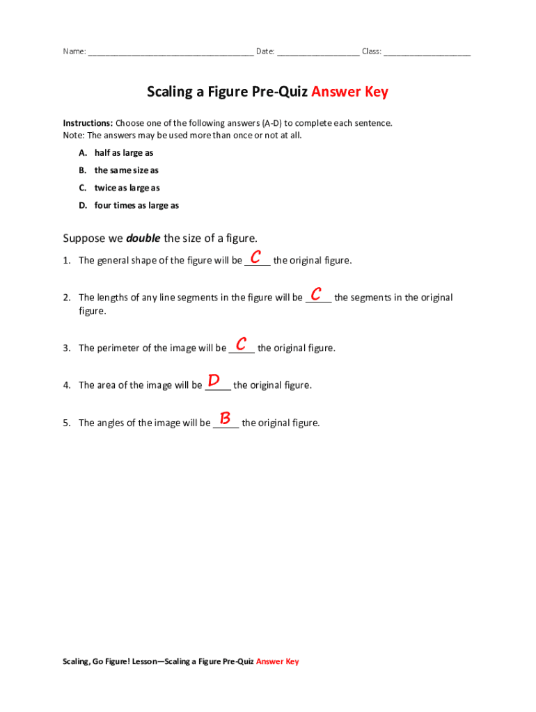 Fillable Online www.teachengineering.orgcontentmisScaling a Figure Pre-Quiz Answer Key ...