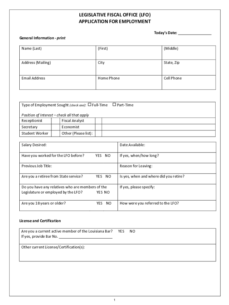 Fillable Online lfo.louisiana.govfilesEmployment ...