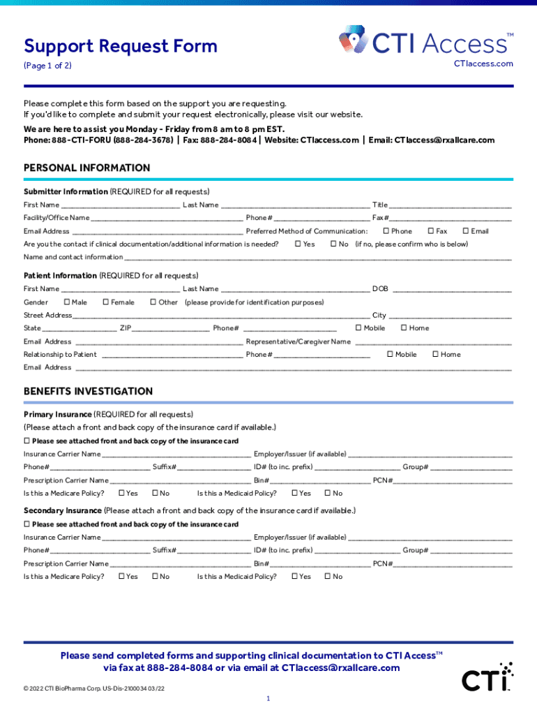 Fillable Online CTI Access Support Request Form English Fax Email Print ...