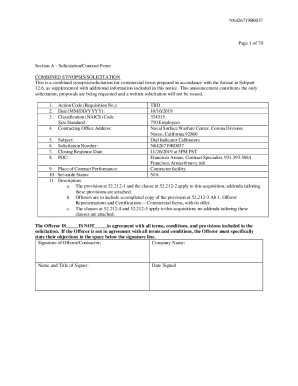 Fillable Online COMBINED SYNOPSIS/SOLICITATION FOR COMMERCIAL ITEMS General Information Fax ...