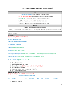 Fillable Online NCVS-500 Control Card (2010 Sample Design) interview ...