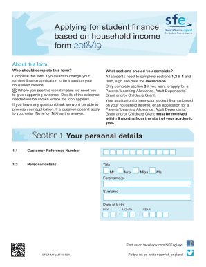 Fillable Online Student Finance England - Non Means Tested to Means ...
