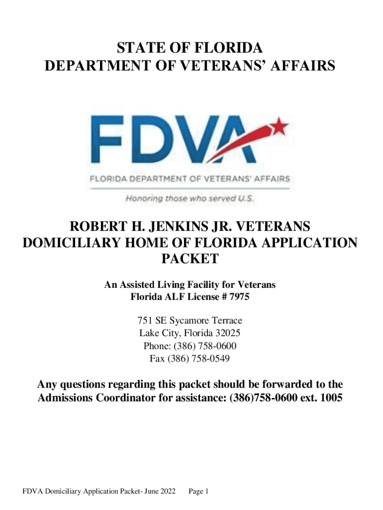 Fillable Online FDVA DOM Application Packet- June 2022 Fax Email Print ...