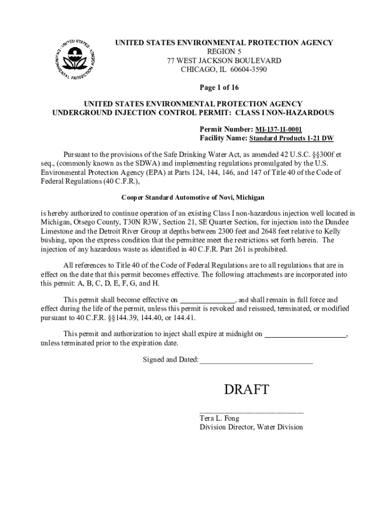 Fillable Online Draft Permit Permit MI-137-1I-0001 Fax Email Print ...