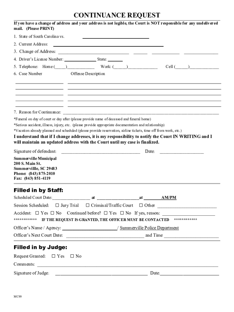 Fillable Online Delaying or Getting a Continuance in a Criminal Case ...