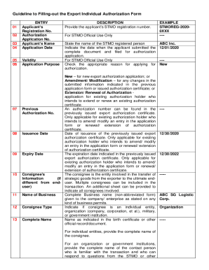 Fillable Online Guideline to Filling-out the Export Individual ...