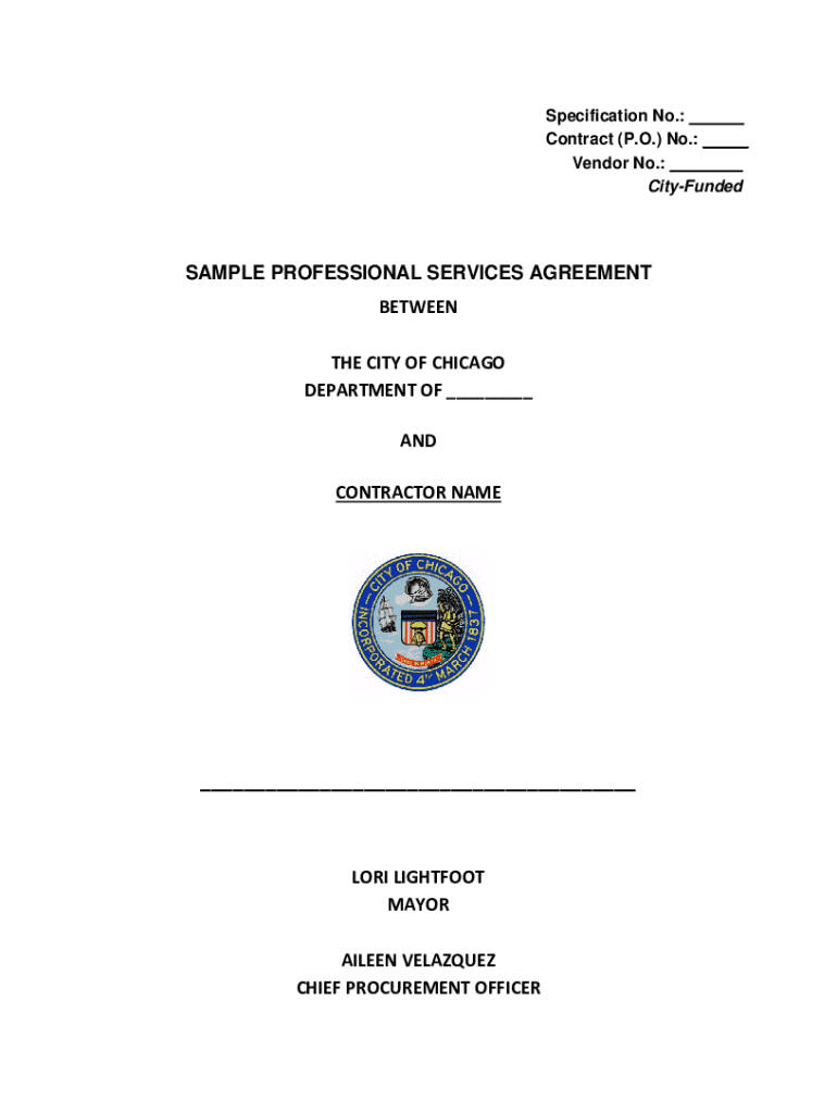 Fillable Online sample professional services agreement between the city ...