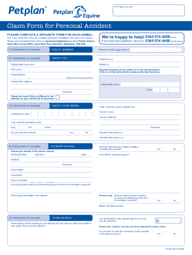 Fillable Online www.signnow.com63152-petplan-claim-formPetplan Claim Form - Fill Out and Sign ...