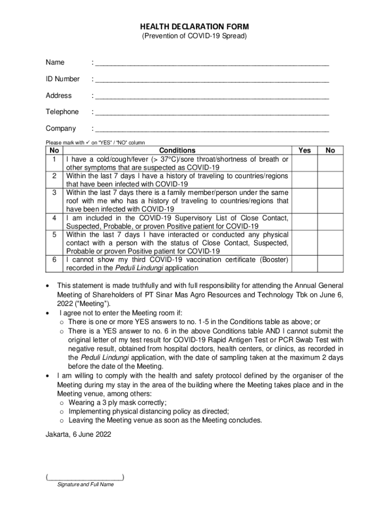 Fillable Online HEALTH DECLARATION FORM - smart-tbk.com Fax Email Print ...