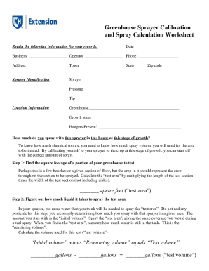 Fillable Online Greenhouse Sprayer Calibration and Spray Calculation ...