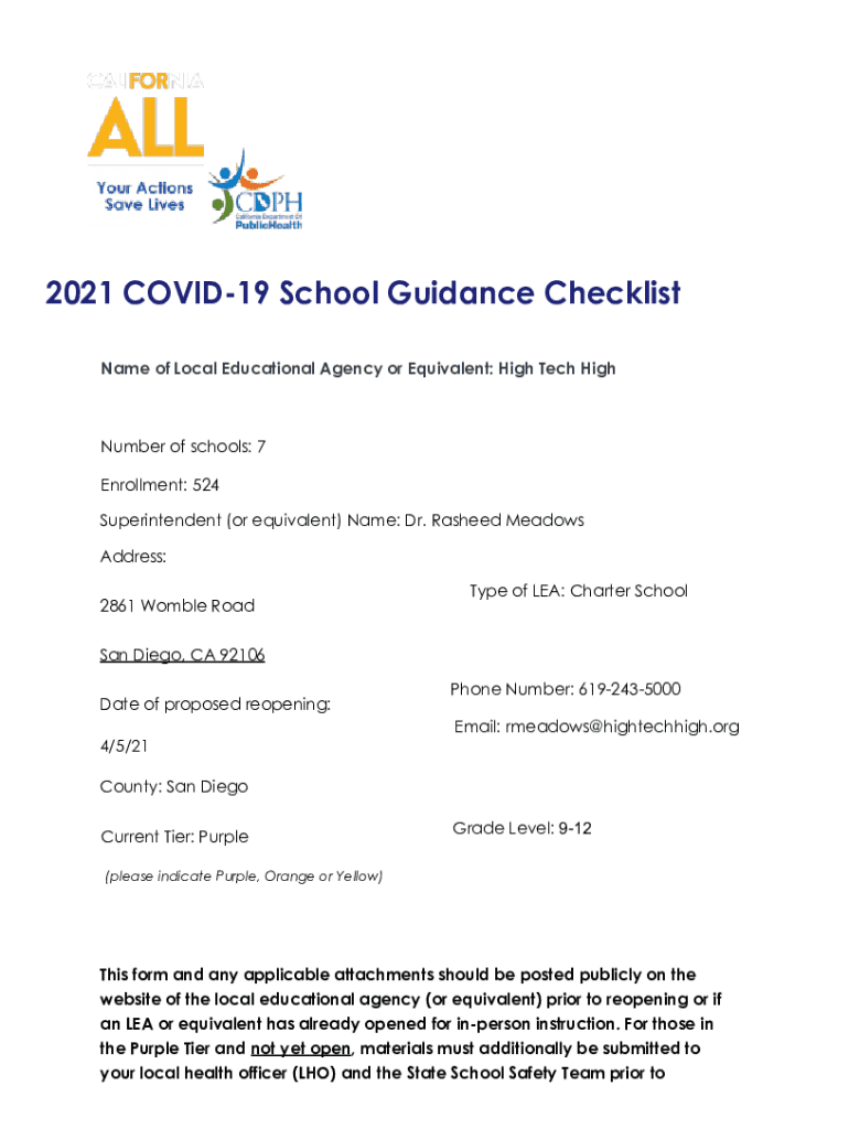 Fillable Online www.bogus.k12.ca.usBogus-COVID-19-ChecklistCOVID-19 ...