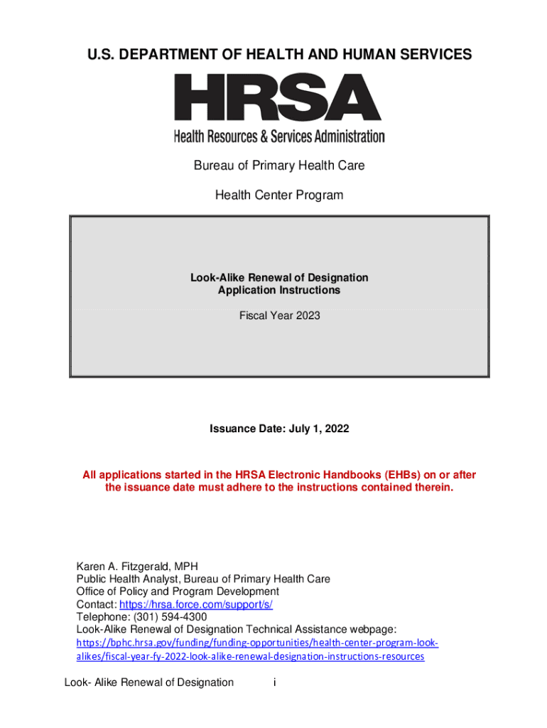 Fillable Online bphc hrsa Look-Alike Renewal of Designation Application ...
