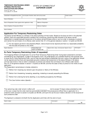 Fillable Online jud ct TEMPORARY RESTRAINING ORDER WITNESS PROTECTION ...