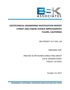 Fillable Online GEOTECHNICAL ENGINEERING INVESTIGATION REPORT I ... Fax ...