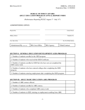 Fillable Online Adult Education Annual Report Form. Adult Education ...